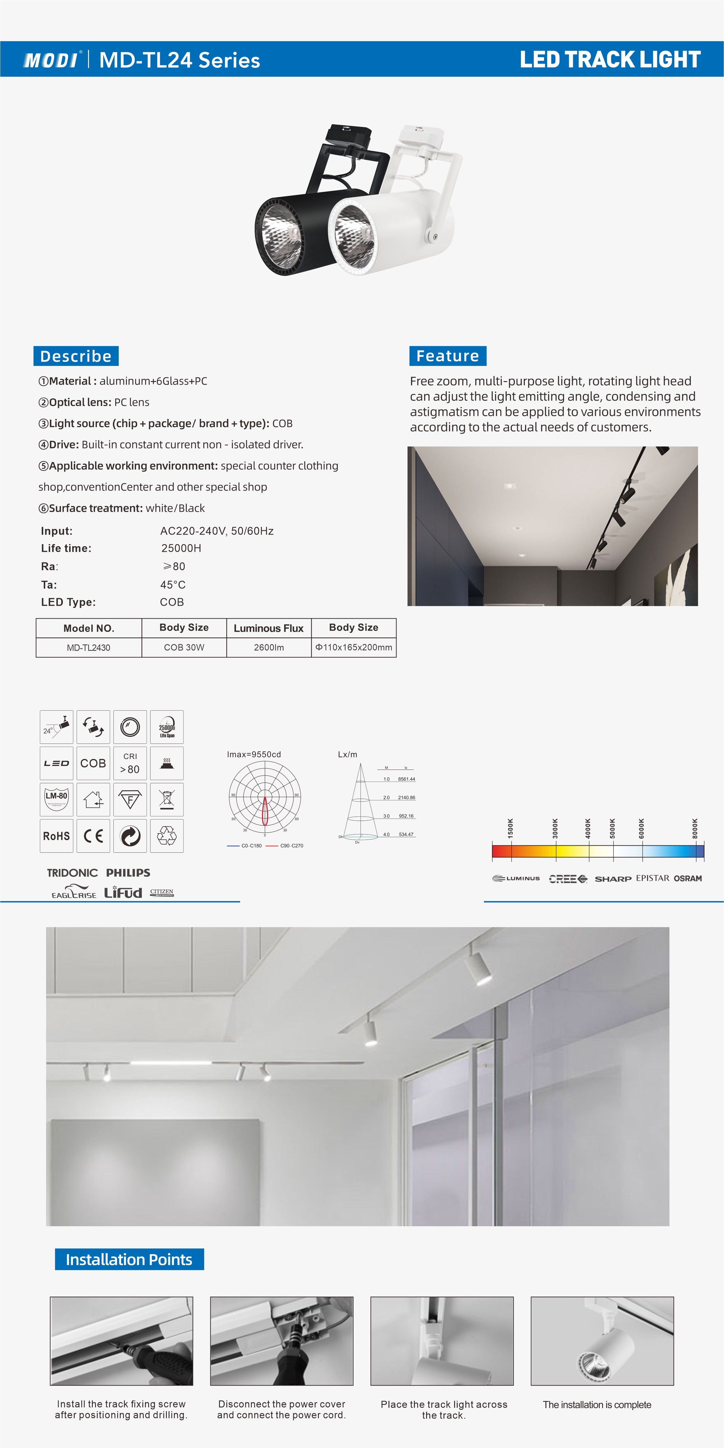 LED track light, Foldable Track Lighting - Guide Lamp And Accessories ...