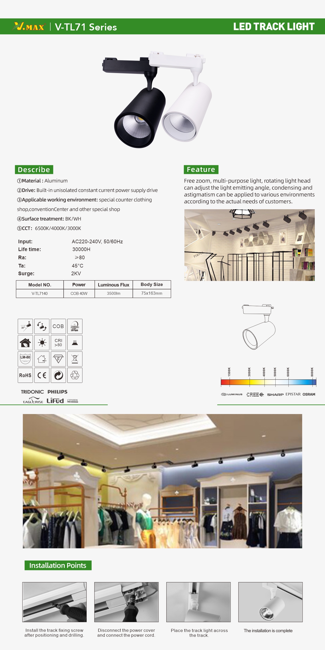 LED track light, Foldable Track Lighting - Guide Lamp And Accessories ...