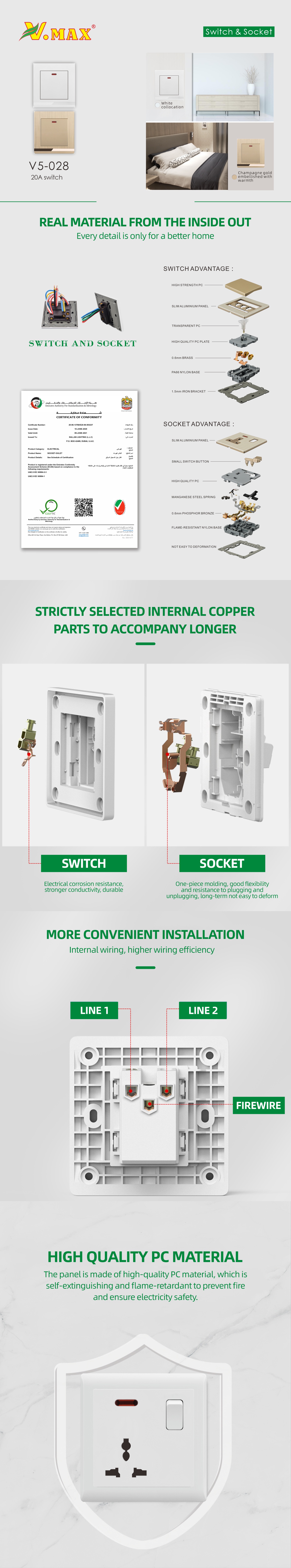 Switch socket panel - V5 - Guangdong World Opto-Electronic co.,Ltd.-Vmax